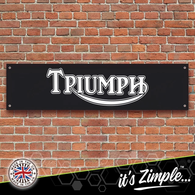 TRIUMPH MOTORCYCLES LOGO WHITE Car Workshop PVC Banners Sign Display ...