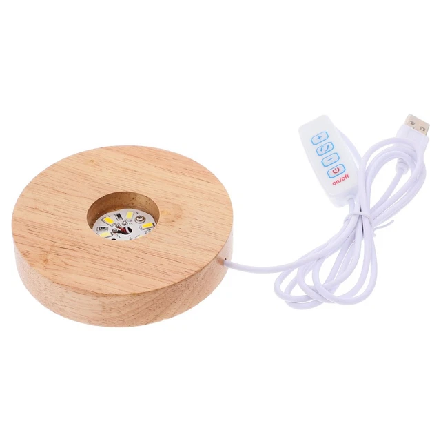 WOODEN LAMP DISPLAY Base Led Light Stand For Gazing Ball Handcrafting ...