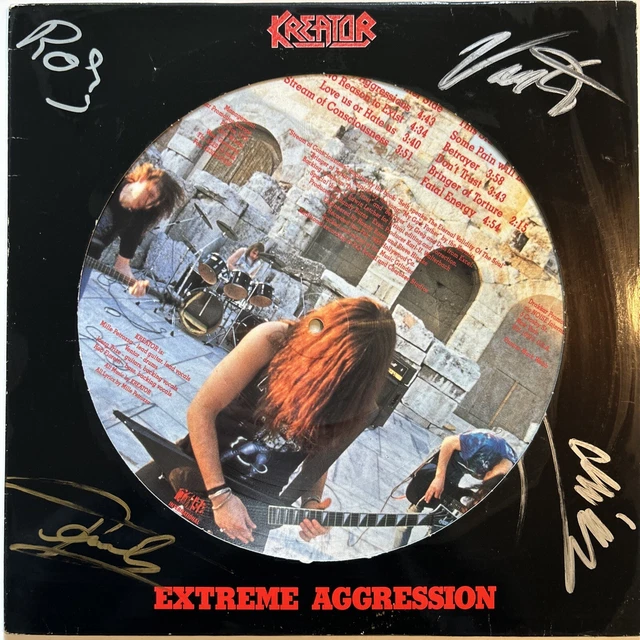 DISQUE PHOTO SIGNÉ KREATOR EXTREME AGGRESSION 1989 EX/VG EUR 176,48 - PicClick FR