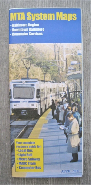 VINTAGE 2000 BALTIMORE Mta System Maps Rail Transit Bus Light Rail ...