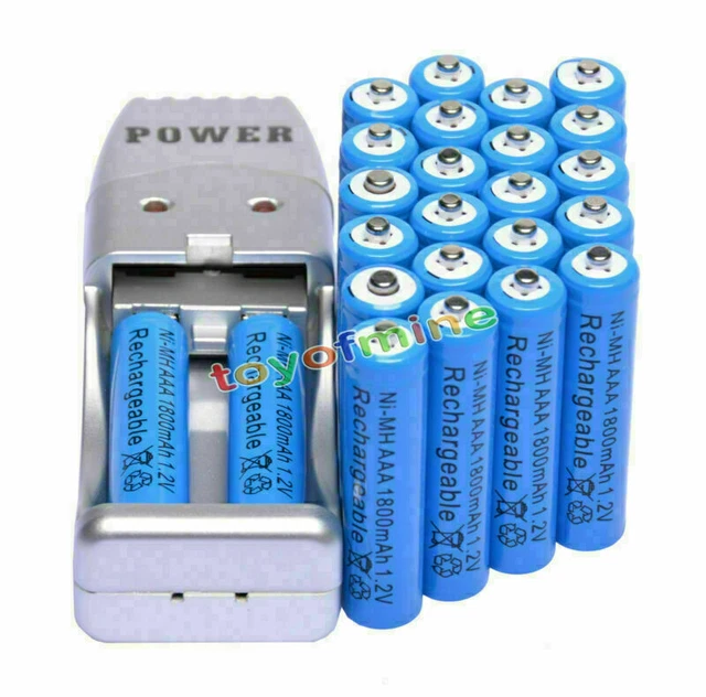24 XAAA 3A 1800mah1.2V NiMH rechargeable battery Blue+USB Charger EUR ...