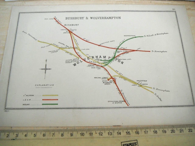 BUSHBURY WOLVERHAMPTON OXLEY Wednesfield Portobello Airey Railway Map ...