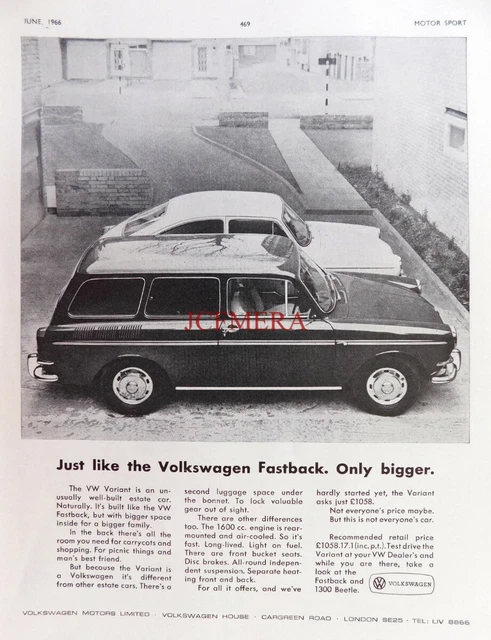 VOLKSWAGEN 'VW VARIANT' Estate 1966 Motor Car Print - Original Auto ...