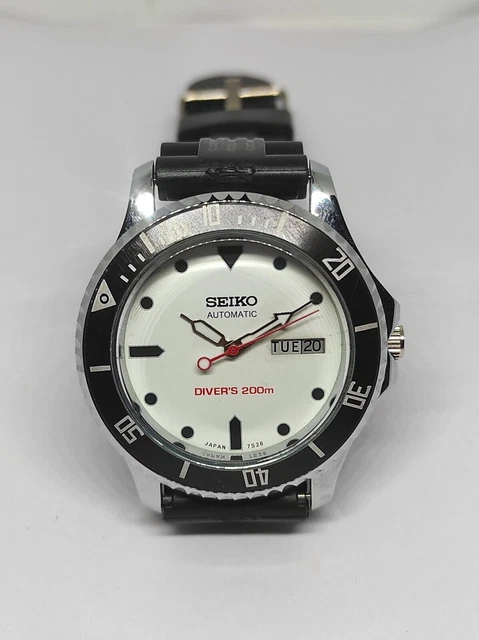 SEIKO AUTOMATIC ROTATING Bezel 40MM Case Diver's 200m White Montre ...