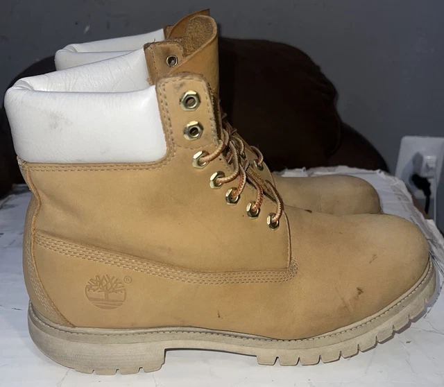 TIMBERLAND MENS PREMIUM Waterproof Boots Wheat Nubuck/White Mens Size 9 ...