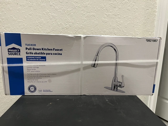 PROJECT SOURCE TUCKER Chrome 1-Handle Deck-Mount Pull-Down Handle ...