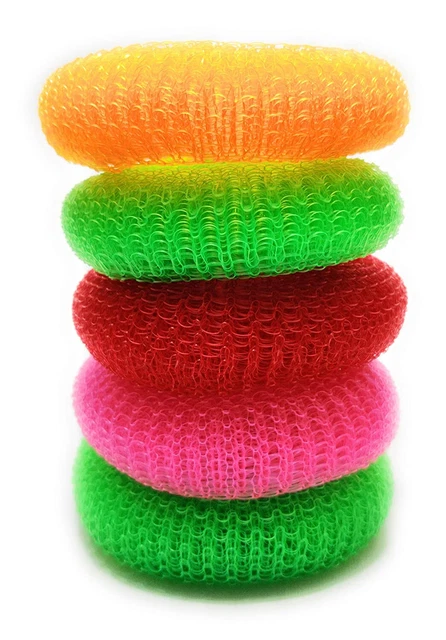 5NO. PLASTIC ROUND Nylon Scrubbers for Teflon pots & Pans - Cleans up ...