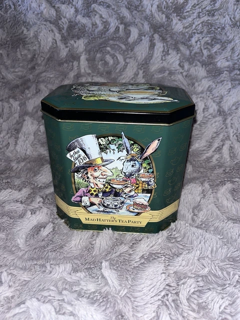 RINGTONS TEA CADDY Tin Alice in Wonderland Mad Hatters Tea Party 1988 ...