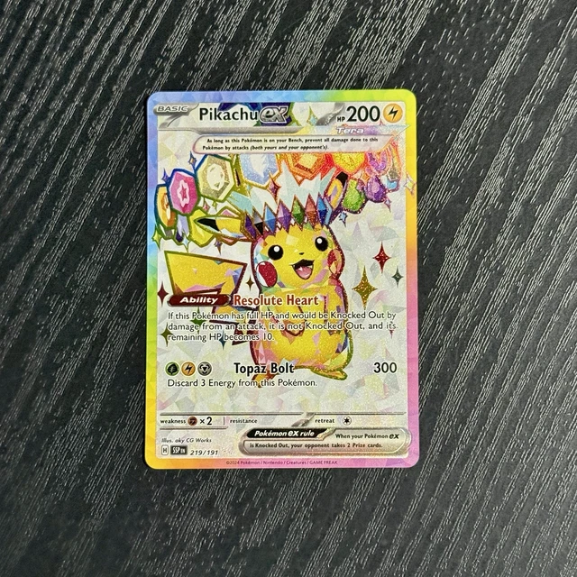 PIKACHU EX ULTRA Rare 219/191 Sv08: Surging Sparks Holo POKEMON NEAR ...