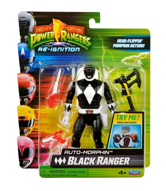 MIGHTY MORPHIN POWER Rangers Action Figura Auto-morphin Black Ranger 12 ...
