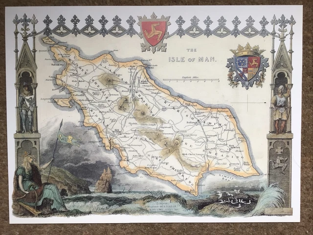 DECORATIVE COUNTY MAP Of Isle Of Man By Thomas Moule 1830 £4.50 ...