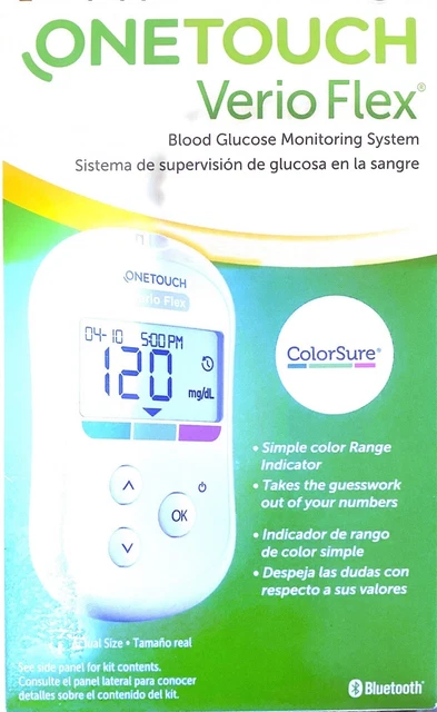 ONETOUCH VERIO FLEX Meter Blood Glucose Monitoring System With Box Of ...