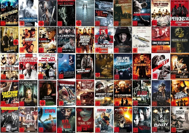 PAKET MIT 85 Horror/Actionfilmen auf 60 DVD's/NEU/OVP FSK 18 #247 EUR ...