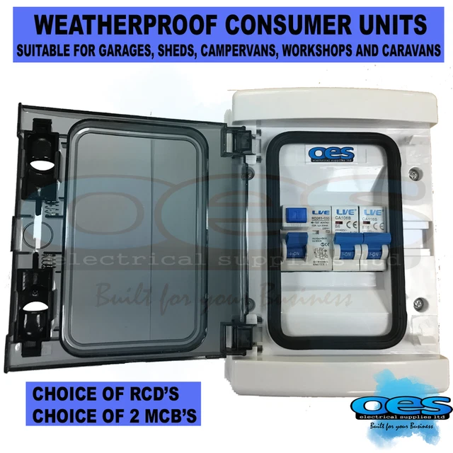 FUSEBOX CONSUMER UNIT 2 Way Garage Shed Camper Van Caravan With Rcd And ...