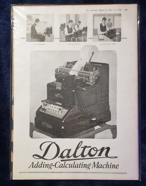 VINTAGE DALTON ADDING-CALCULATING Machine Ad from 1920 $14.99 - PicClick