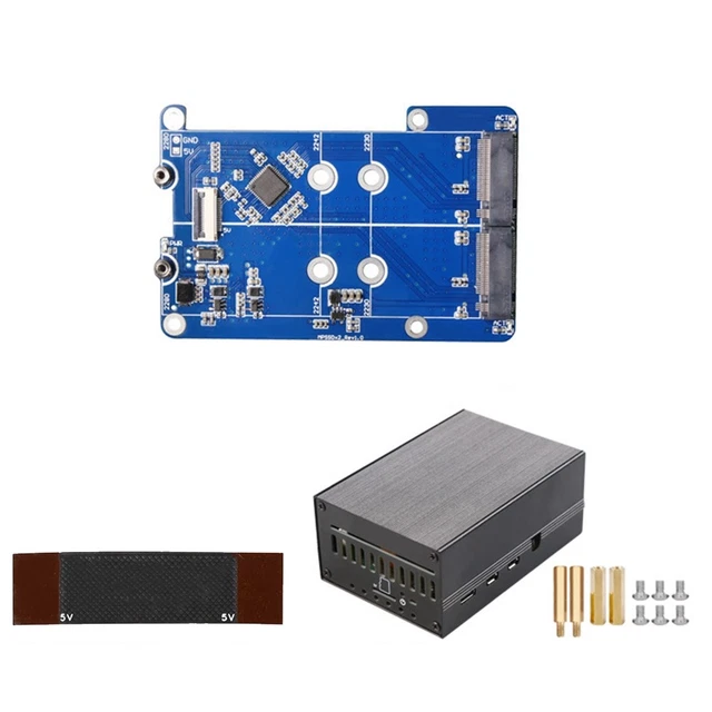 MPS2280D+CASE FOR 5 PCIE to M.2 Dual NVME SSD HAT Support 2280/2242 ...