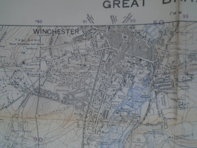 CLOTH V RARE Ordnance Map Winchester 1935. Chandlers Ford, Twyford ...