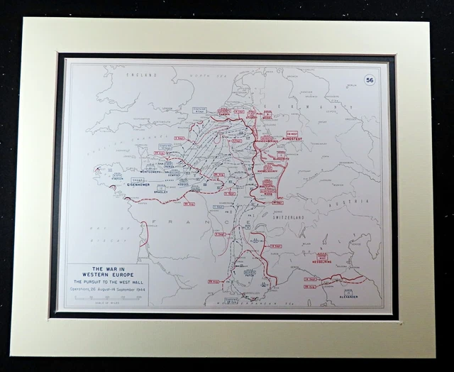 WW2 MAP SIEGFRIED Line West wall Operations Allied Invasion of Europe ...