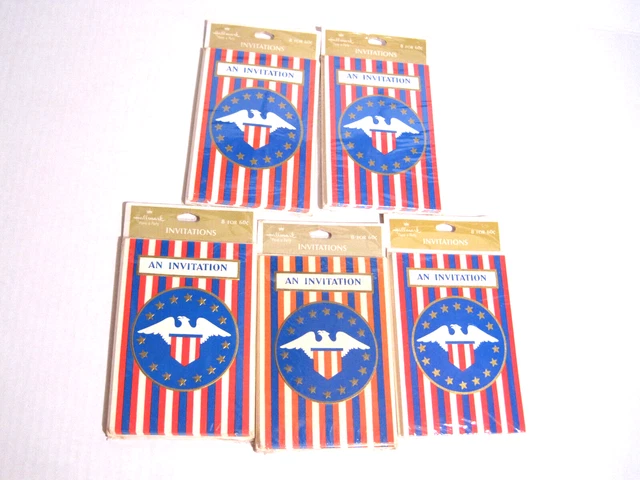 VINTAGE HALLMARK INVITATIONS Cards Party 5 Packs Of 8 Military ...
