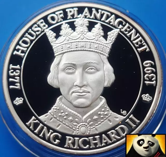 2002 TURKS AND CAICOS 20 Crowns Plantagenet H. King RICHARD II Silver ...