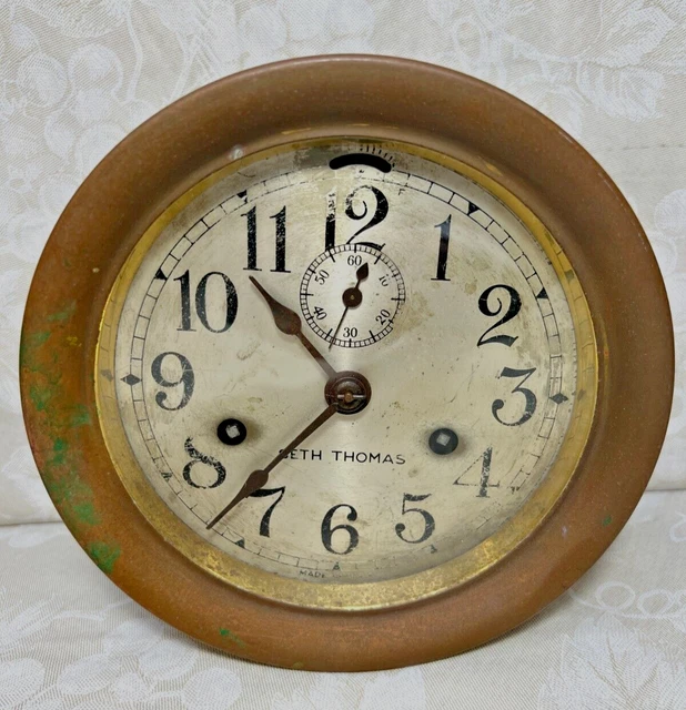 ANTIQUE SETH THOMAS Ship's Bell Clock Running & Striking £331.36 ...