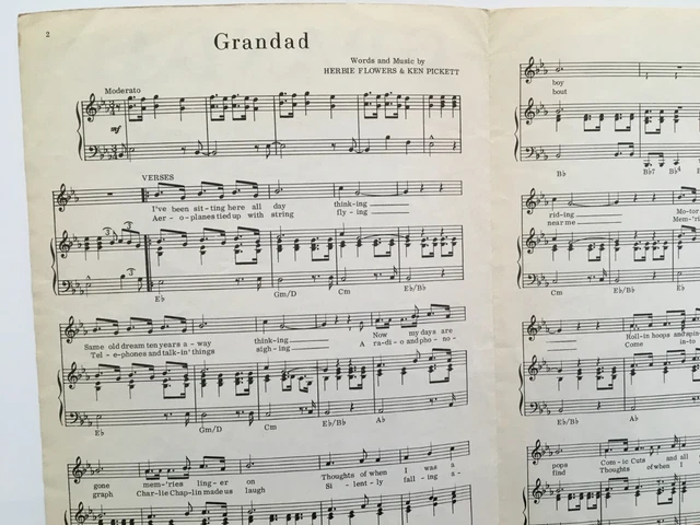 SPARTITI RARI VINTAGE originali 1971 UK #1 - Grandad - Clive Dunn EUR 4 ...