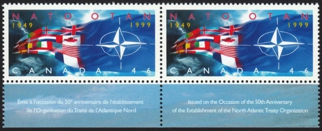 FLAGS, NORTH ATLANTIC = ENGLISH, FRENCH INSCRIPTION = Canada 1999 #1809 ...