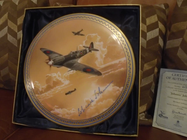 WW2 RAF ACE Johnnie Johnson Spitfire Plate Royal Worcester Bradford ...