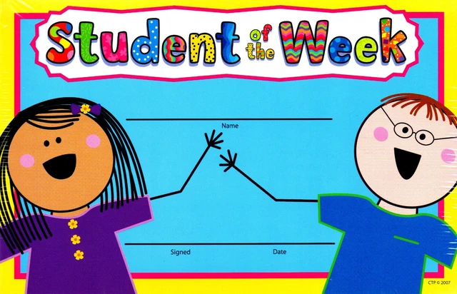 STUDENT OF THE Week Award Certificates: 30 pack $4.95 - PicClick
