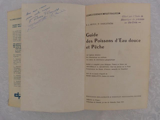 GUIDE DES POISSONS d'eau douce et pêche - Bent J Muus - 1968 DELACHAUX NIESTLE EUR 15,00 ...