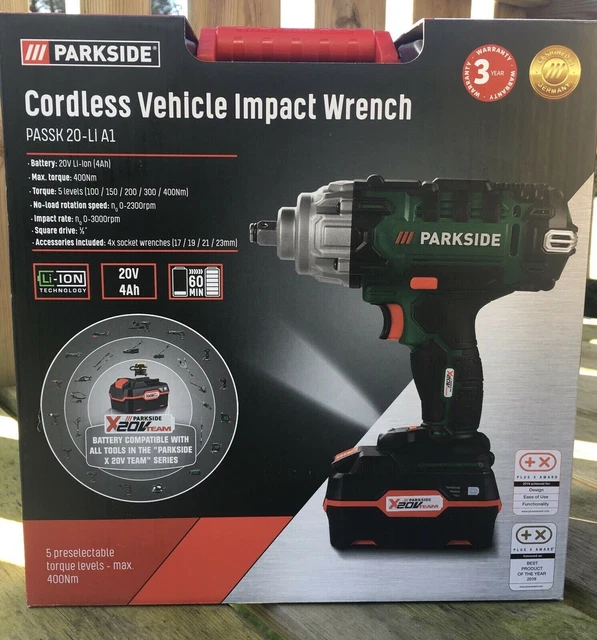 PARKSIDE CORDLESS VEHICLE Impact Wrench PASSK 20 Li A1 4Ah Battery Charg 79.99 PicClick UK