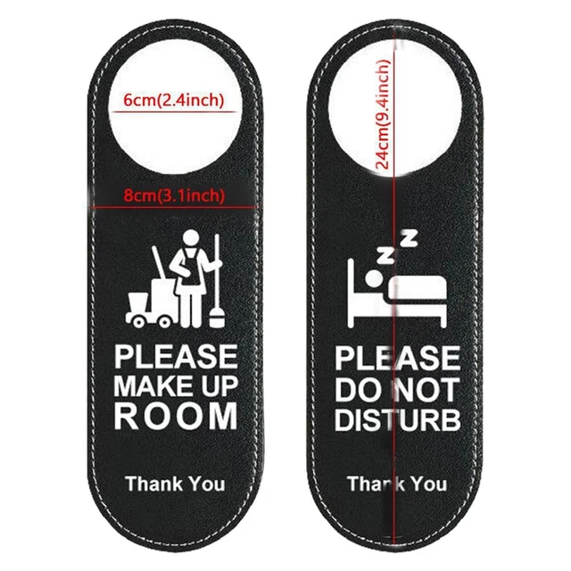 DOOR KNOB HANGERS DND Signs for Hotels Bars Cafes Black Leather 24*8cm ...