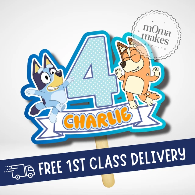 BLUEY CAKE TOPPER - Personalised - Boys - Next Day Dispatch £5.99 ...