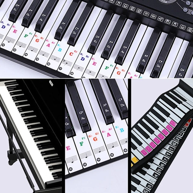 .PIANO STICKERS KEYBOARD Music Note Chart Removable Decal 37 49 54 61 ...