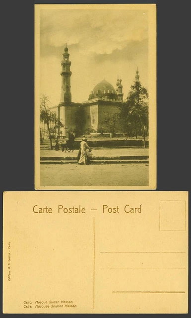 EGYPT OLD POSTCARD Cairo Mosque Sultan Hassan Mosquee Street Scene Men ...