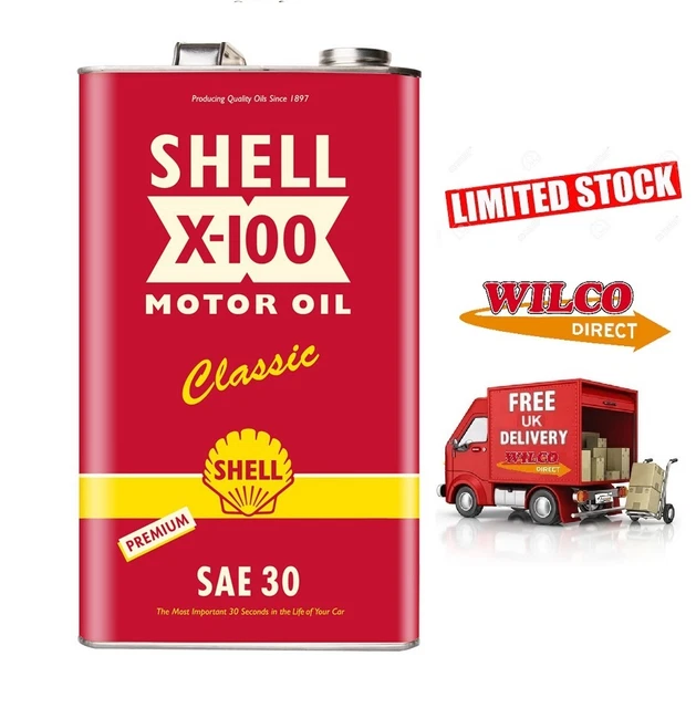 SHELL X100 SAE 30 Straight 30 Classic Car Engine Motor Oil 5L ...