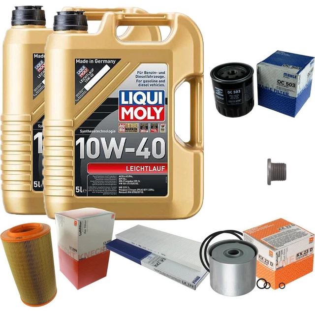 MAHLE CONTROLLO SET 10 L Liqui Moly 10W-40 per Peugeot Boxer Box 2.5 di ...