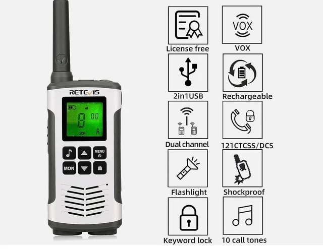 RETEVIS RT45 WALKIETALKIE Rechargeable License Free 2 Way Long Range ...