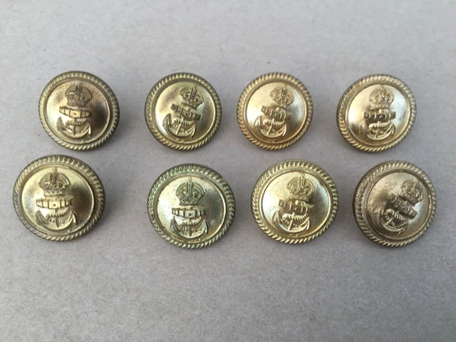 WW2 ROYAL NAVY Officers Gilt Jacket/Blazer Buttons 8 X 24Mm Made By ...