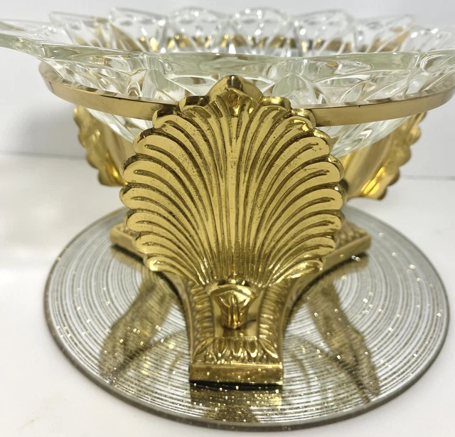 ART DECO BRASS Shell Pedestal Stand Dish Globe Holder 7” £40.62 ...