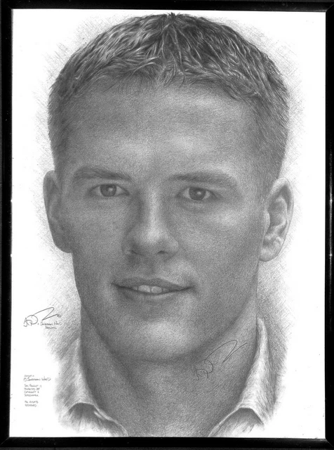 ORIGINAL FRAMED PENCIL hand drawing sketch signed by Jonathan Wood ...