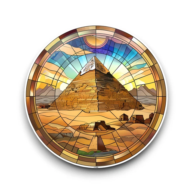 LARGE EGYPTIAN PYRAMID Stained Glass Window Design Opaque Vinyl Sticker ...