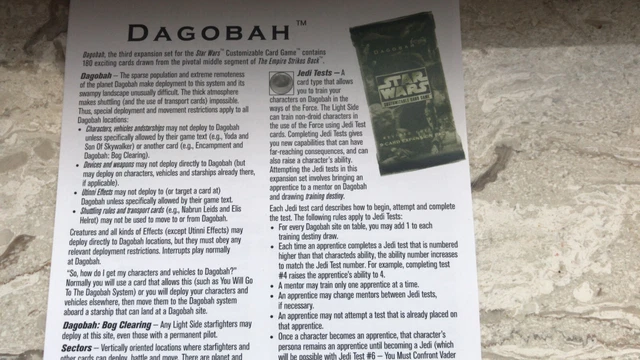 STAR WARS CCG Decipher - Rules Supplement - Dagobah (Revised) EUR 77,00 ...
