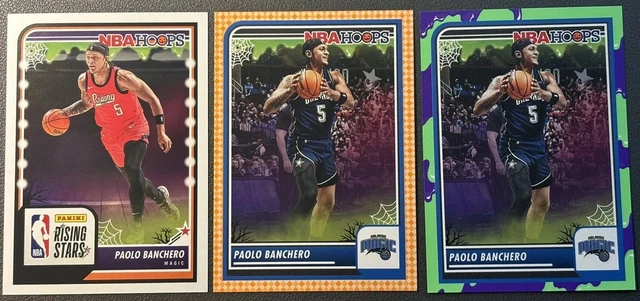 (3) CARTE PANINI Haunted Hoops SLIME ORANGE 2023-24 Paolo Banchero #182 ...