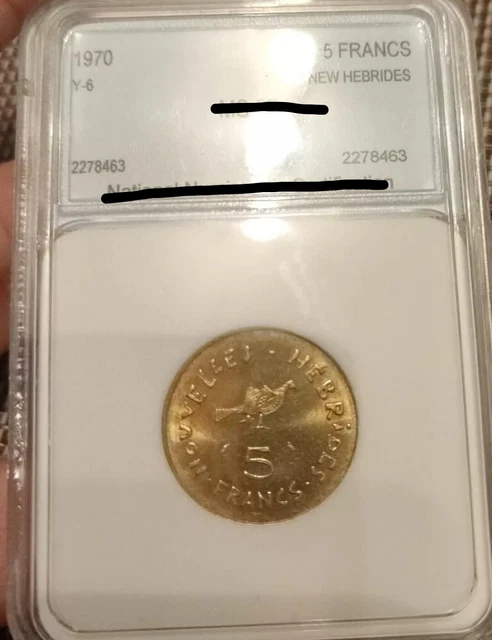 NEW HEBRIDES FRANCE 🔷 5 Francs 1970 Y-6 🔷 High graded UNC 🔷 $83.47 ...