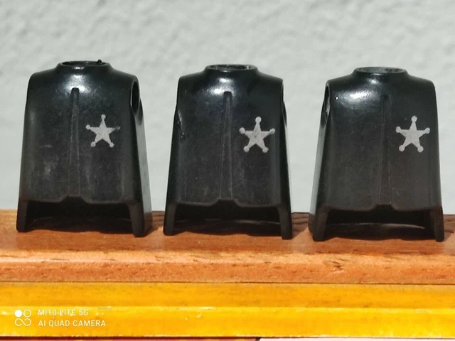 PLAYMOBIL X3 TORSOS Corps Noir Sheriff Marshall West Cowboys Office EUR ...