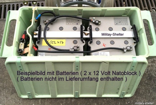 BUNDESWEHR BATTERIEKASTEN MIT Natosteckdose für Natoblock 24 V ( 2 x 12 ...