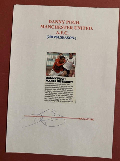 DANNY PUGH - Manchester Utd Fc Sigend Picture £2.99 - PicClick UK