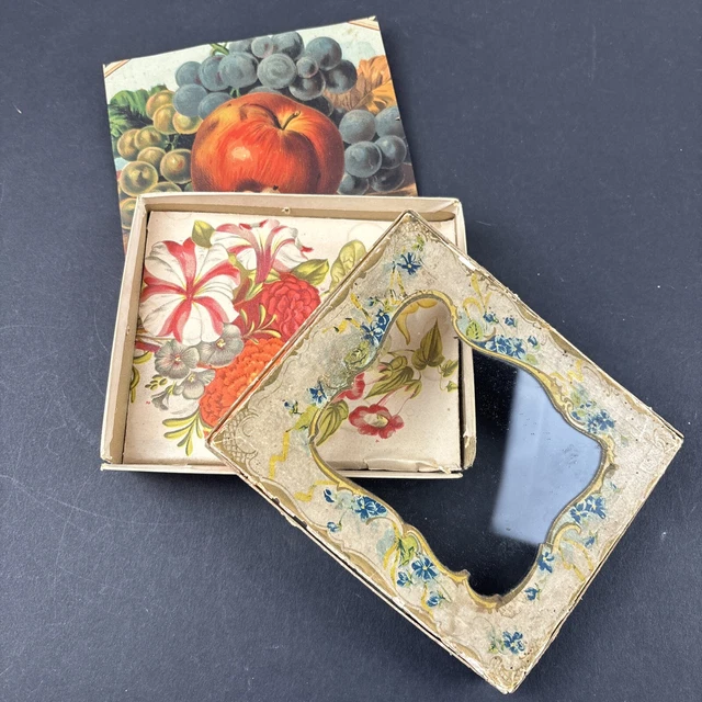 ANTIQUE VICTORIAN CARDBOARD Lithograph Shadow Box with Glass Top Lid ...