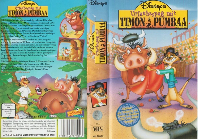DISNEY URLAUBSSPASS MIT Timon & Pumbaa VHS Kassette mit Hologramm £5.45 ...
